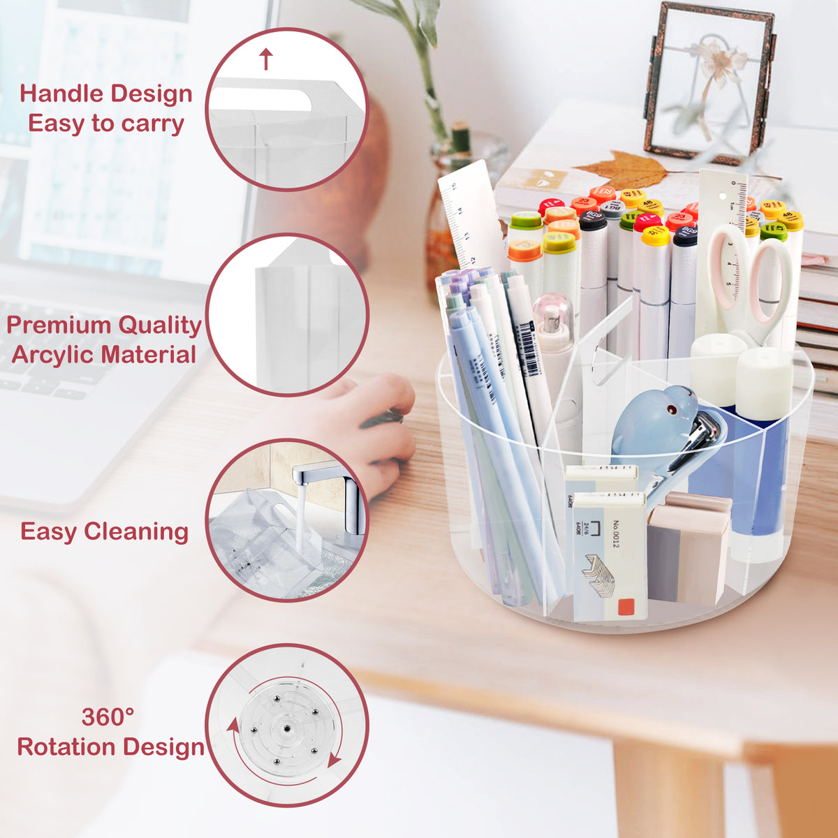 Rotating Round Desk Top Organizer - Mefirt